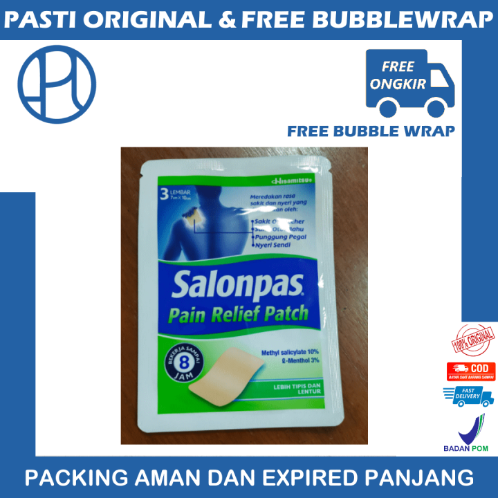 SALONPAS PAIN RELIEF PATCH ISI 3 LEMBAR MEREDAKAN NYERI OTOT SALON PAS ...
