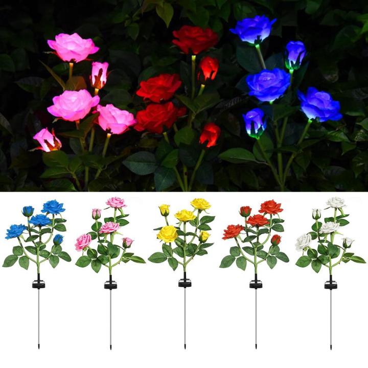 LED Solar Rose Flower Light Waterproof Garden Landscape Lamp Outdoor ...
