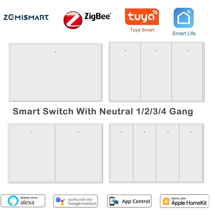 Zemismart Tuya Zigbee Light Switch Neutral SmartLife Tuya App รีโมทคอนโทรล Intelligent ...
