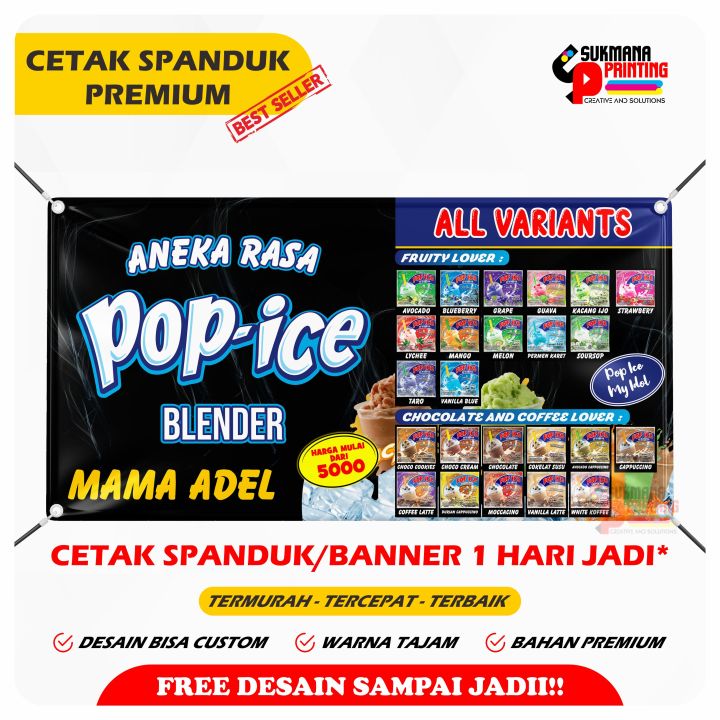 Custom Cetak Spanduk Banner Usaha Minuman Pop Ice Langsung Jadi ...