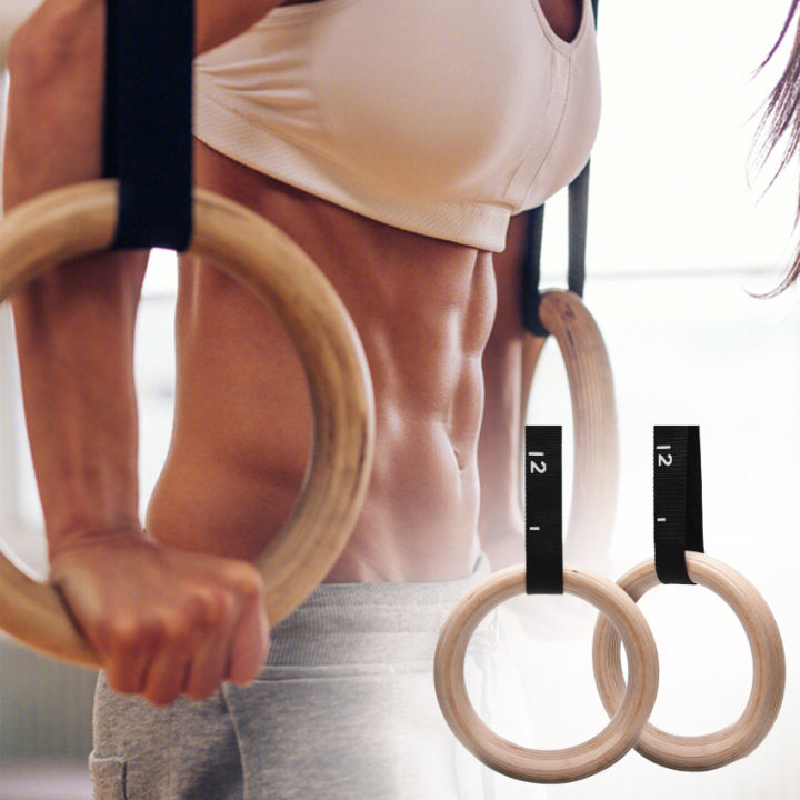 {hot} Gymnastics Rings Wooden Olympic Rings 1234lbs With Adjustable Cam ...