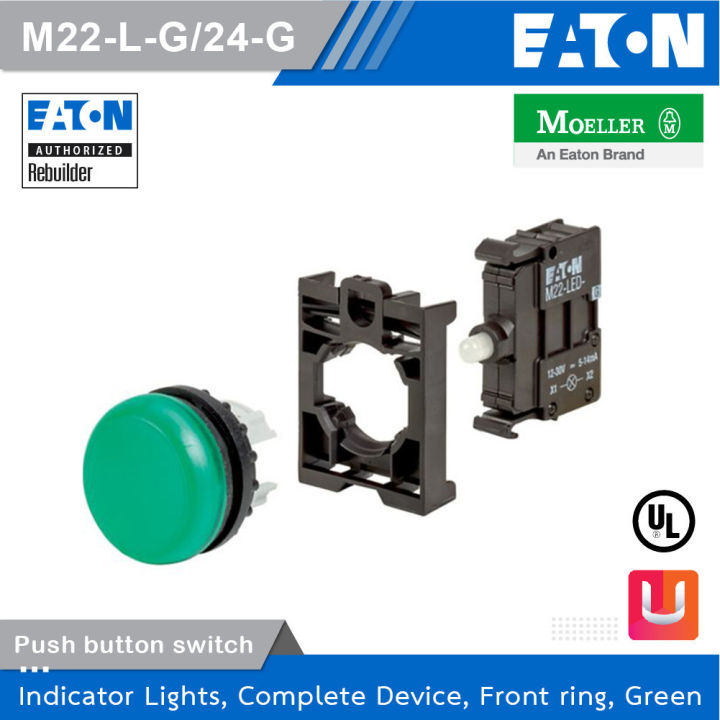 Eaton Indicator Lights, Complete Device, Front ring, Green รหัส M22-L-G/24-G สั่งซื้อได้ที่ร้าน ...