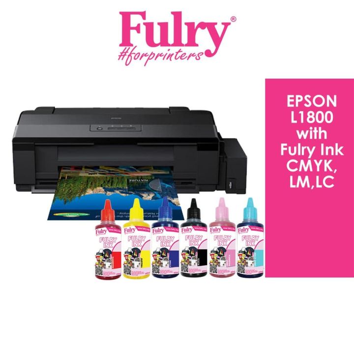 Epson L1800 Printer with Fulry Ink CMYK,LM,LC | Lazada