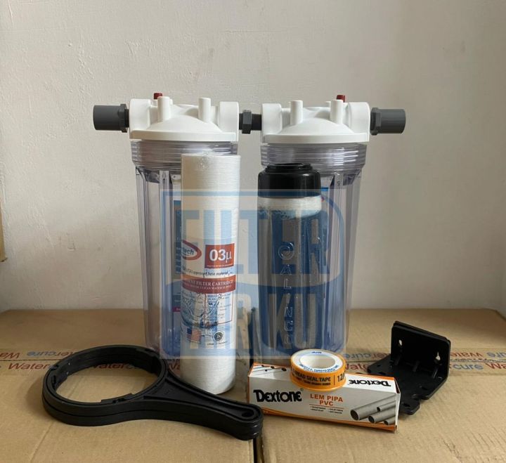 Paket Filter Air 2 Housing Clear Sedimen + Pasir Aktif 10" | Lazada ...