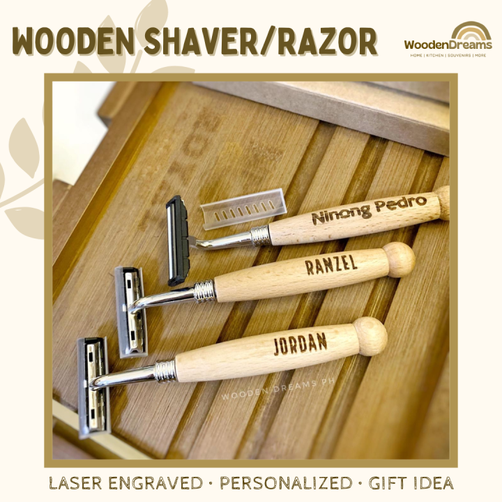 PERSONALIZED Wooden Shaver | Wooden Razor (Laser Engraving) | Lazada PH