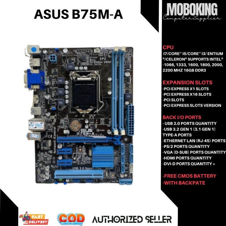 ASUS B75M-A Desktop 3RD GEN Motherboard B75 Socket LGA 1155 i3 i5 i7 DDR3 16GB | MoBoKing ...