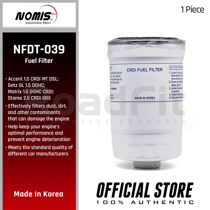 RoadFit Nomis Fuel Filter NFDT-039 for Hyundai Accent D4FA8, Getz ...