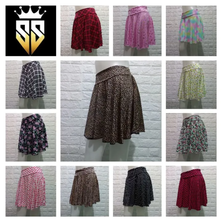 Rok Standar Motif Spandek Balon || Rok Mini Flare || Rok Senam Zumba ...