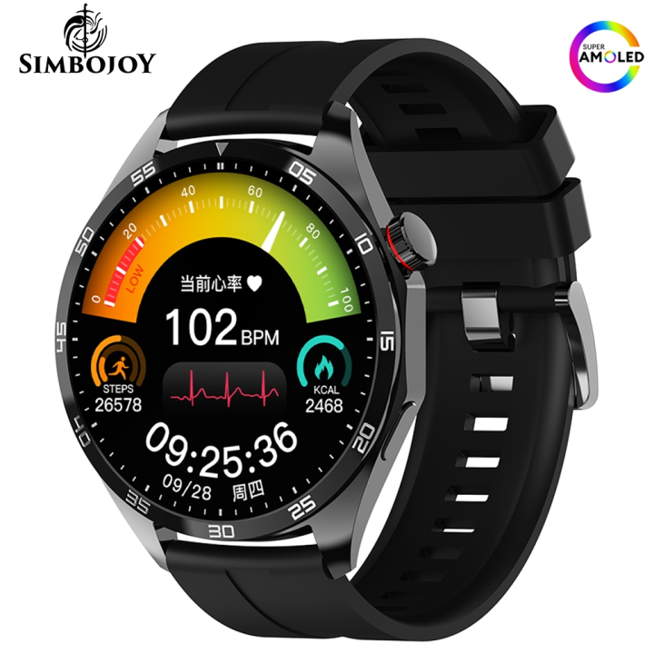 Simbojoy Smartwatch AMOLED AOD Metal Case Running Pace Waterproof 100 ...