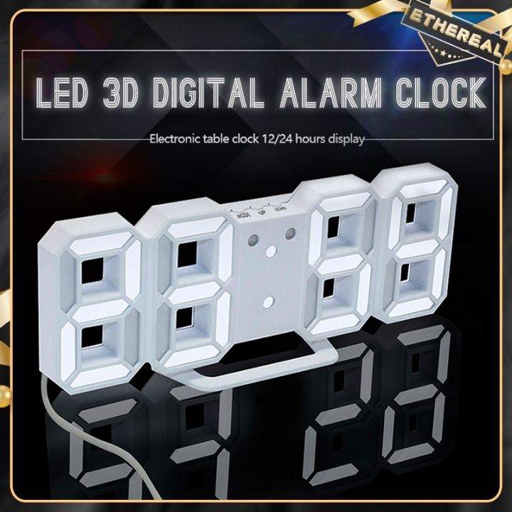 LED Jam Dinding Meja LED Wall Clock Modern Digital 3D Alarm Clock ...