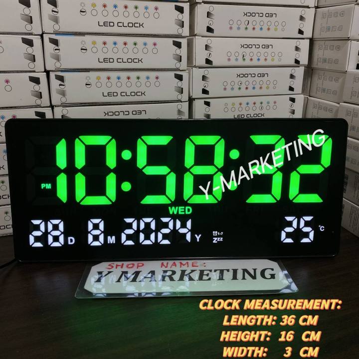 (3609) Large Time Digit Led Digital Alarm Clock Wall Hang And Display ...