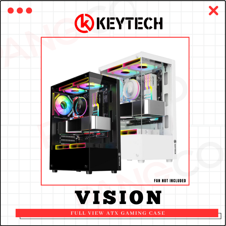 KEYTECH VISION full view ATX gaming case panoramic view single cchamber ...