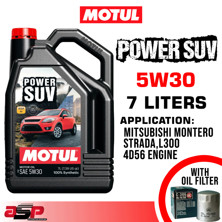 Motul POWER SUV 5W-30 Fully Synthetic 7 Liters Bundle for Mitsubishi ...
