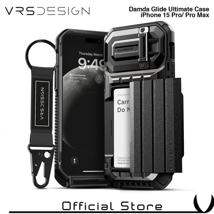 VRS Design- Damda Glide Ultimate iPhone 15 Pro/ 15 Pro Max Case With Strap, Card Holder Prenium ...