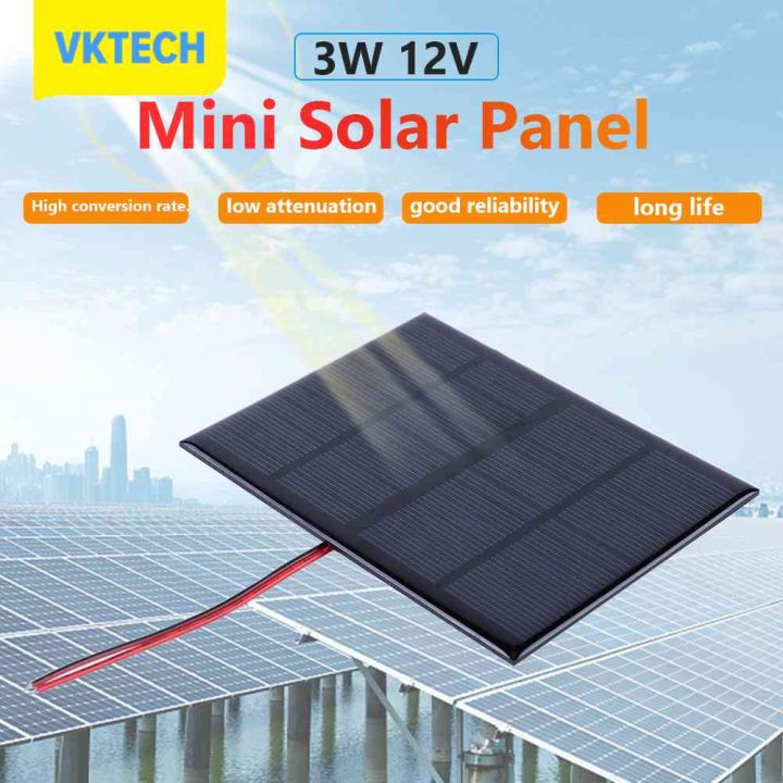 [Vktech] Mini Solar Panel 3W 12V Small Cell Module Polysilicon Board ...