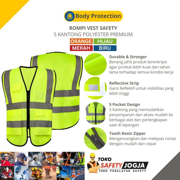 Rompi Safety Proyek Scotlight Name Tag 5 Kantong Saku | Lazada Indonesia