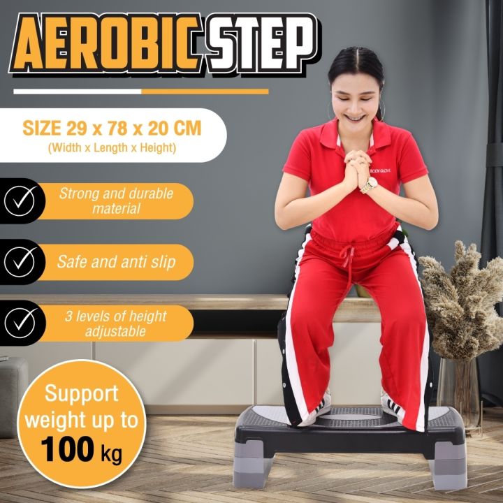 BG SPORT Aerobic Step Board Fitness Exercise Stepper Steps w/ Height ...