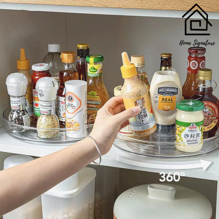 Home Signature 360° Acrylic Box Lazy Susan Tray Transparent Rotatable ...