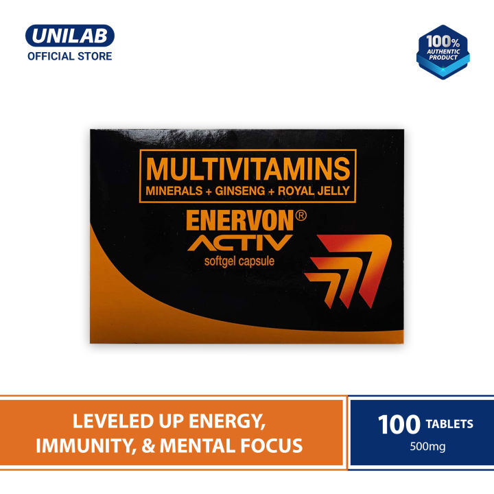 Unilab Enervon Activ Multivitamins 100 Capsules - With Ginseng and ...