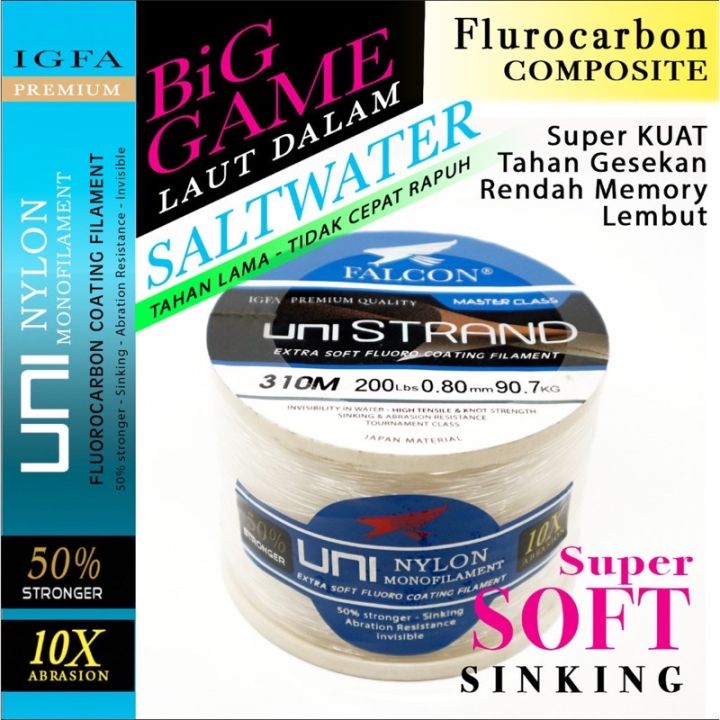 Senar Falcon Uni Strand Japan Material flurocarbon extra soft 1/2 spool ...