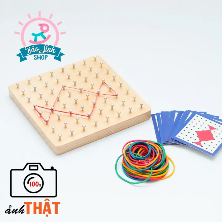 Bảng dây chun tạo hình theo thẻ| Giáo cụ Montessori | Lazada.vn