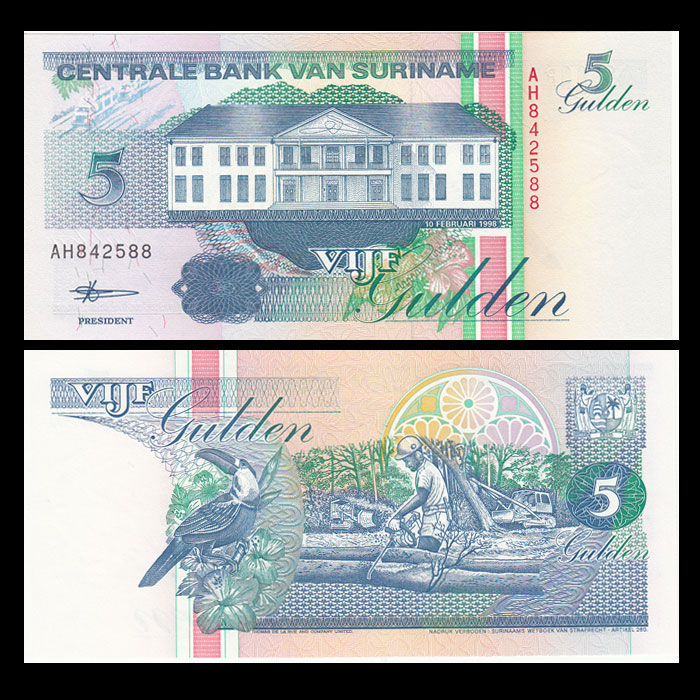 苏里南 SURINAME 5 GULDEN (1998) UNC 100% NEW AND REAL BANKNOTE | Lazada