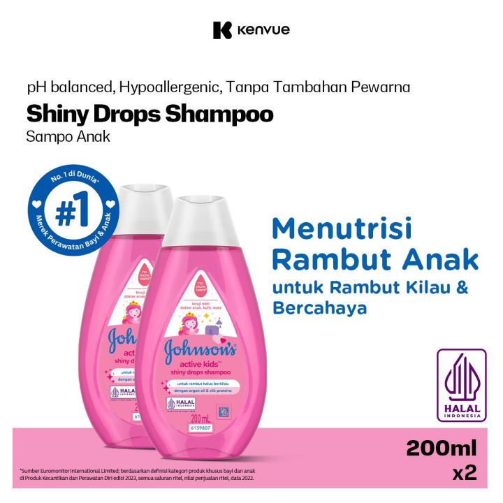 [Paket isi 2] JOHNSON'S Active Kids Shiny Drops Shampoo 200ml | Lazada ...