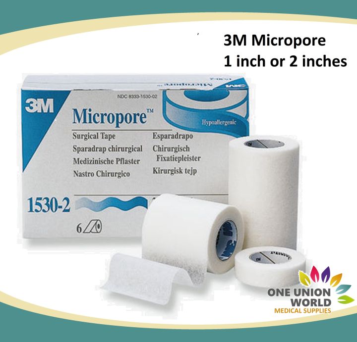 3M Micropore Tape Medical Tape Sizes: 1/2 inch, 1 inch and 2 inches (3 ...