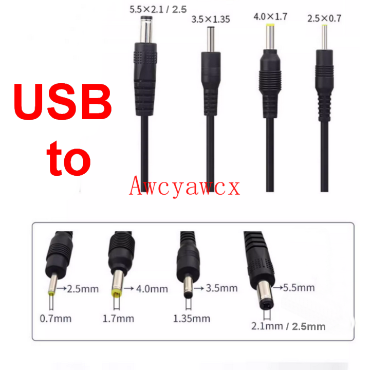 USB A female To male plug 5.5mm 2.1mm 4.0mm 1.7mm 3.5mm 1.35mm 2.5mm 0.7mm Connector 5V DC ...