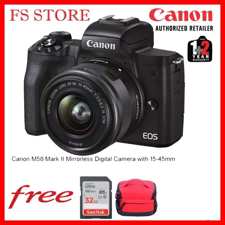 CANON M50 MARK II Mirrorless with 15-45mm Lens FREE 32GB & BAG | Lazada