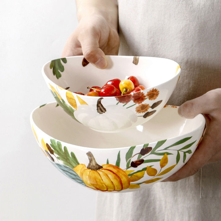 OMK American pastoral style Ceramic salad bowl Set Boat-shaped Fruit ...
