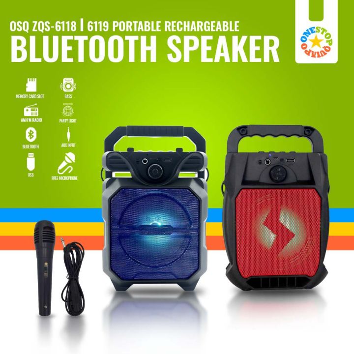 OSQ ZQS 6118/6119 Outdoor 6.5 Inches Portable Bluetooth Speaker LED ...