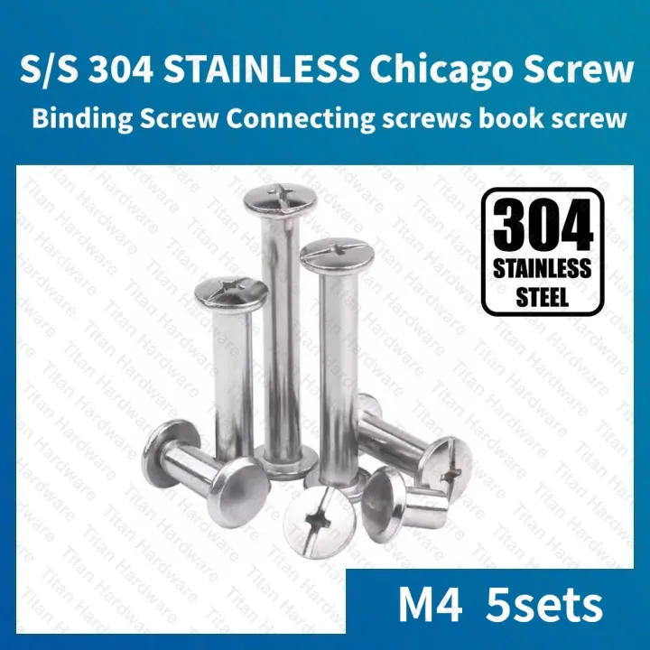 5 Sets M4 SUS304 STAINLESS Chicago Screw Binding Screw Connecting ...