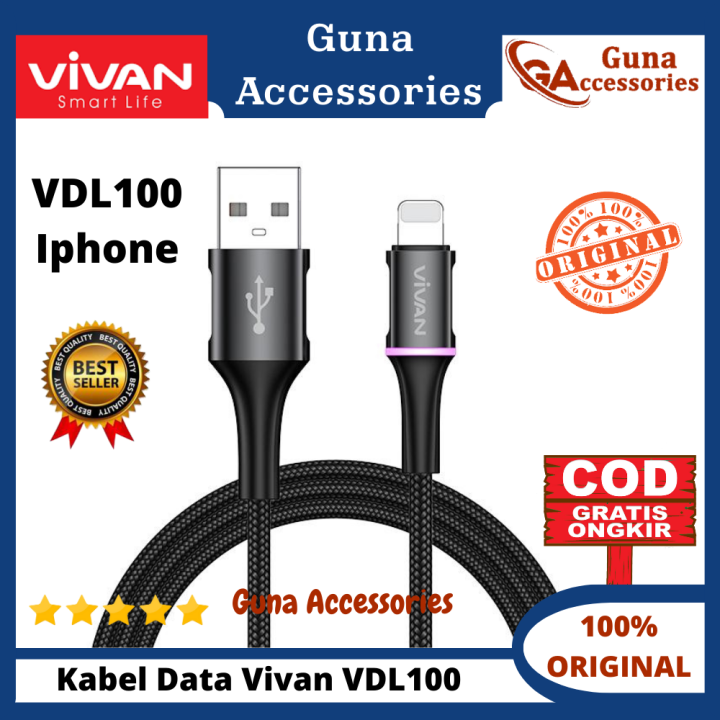 VIVAN VDL Kabel iP Lightning 2.4A LED Light Quick Charge 100CM 200CM ...