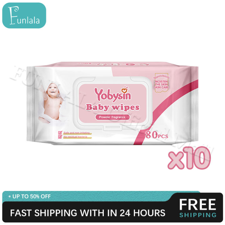 FUNLALA Powder fragrance Baby Wipes 80's Pack of 10 | Lazada PH