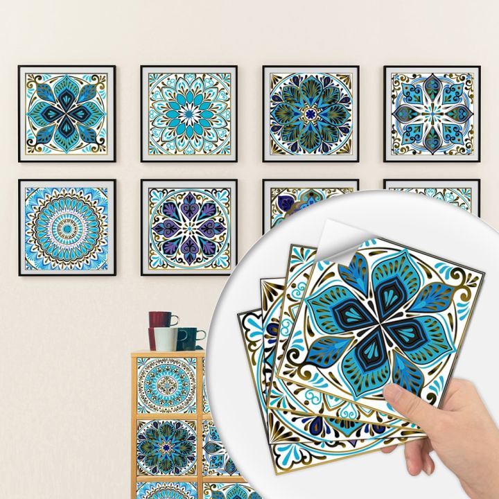 Colorful Tiles Wall Sticker Waterproof Bohemian Style Bathroom Kitchen ...