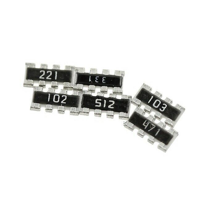 100pcs 100 ohm Ω 101 5% 1/16W 4D03 8P4R-0603 0603x4 SMD SMT Chip ...