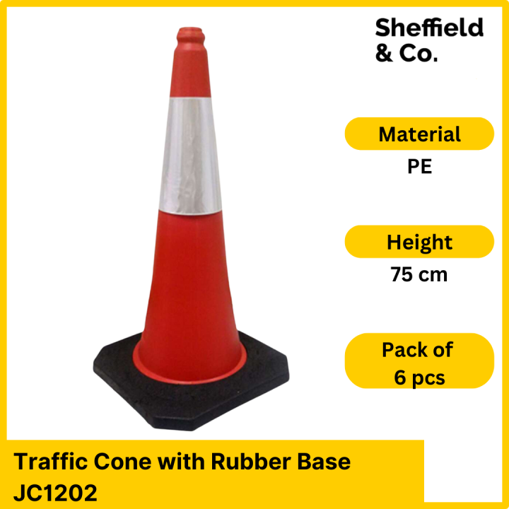 Sheffield PE Traffic Cone with Rubber Base, 75cm (JC1202) | (6 pcs ...