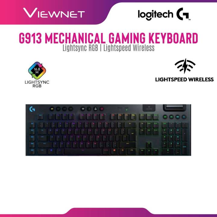 Logitech G913 Wireless RGB Mechanical Gaming Keyboard (Tactile / Linear ...