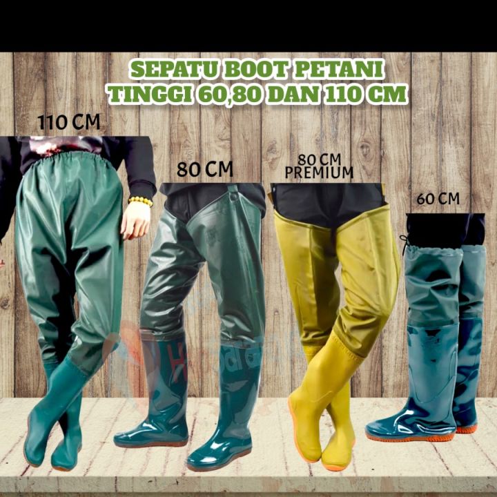 Sepatu boots pria karet panjang boot ke sawah ladang mancing panjang 60 ...
