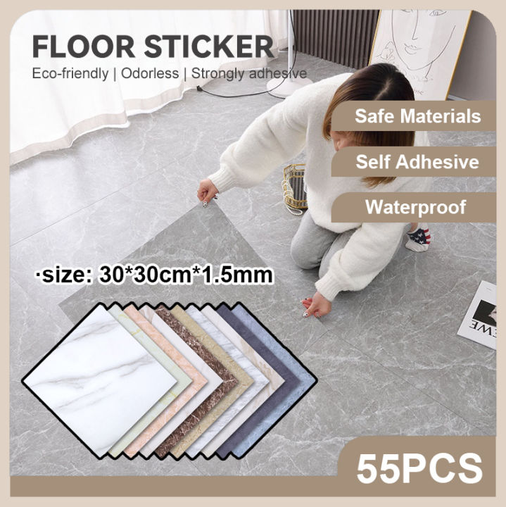 55PCS PVC Vinyl tiles Floor 30x30cm Self Adhesive Marble Stickers tiles ...