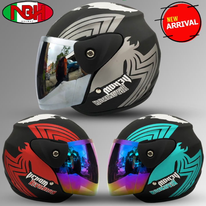 Helm Half Face Dewasa MLA Evolution Motif Venom Kaca Single Visor ...