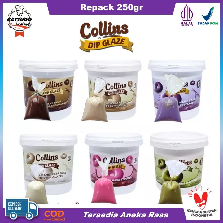 GLAZE COLLINS REPACK 250GR - Glaze Topping Donat Aneka Rasa - Topping ...