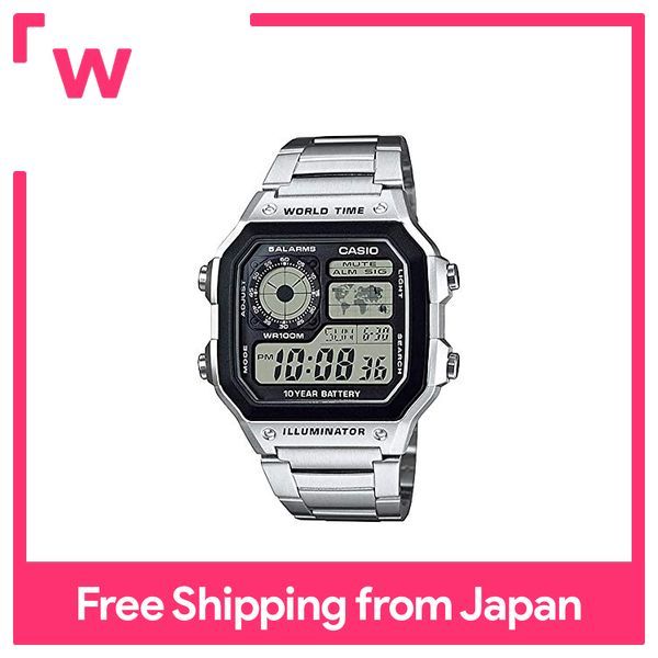 [Casio] CASIO World Time นาฬิกาผู้ชายดิจิตอล AE-1200WHD-1AV Casio กล่องต่างประเทศรุ่น Metal Band ...