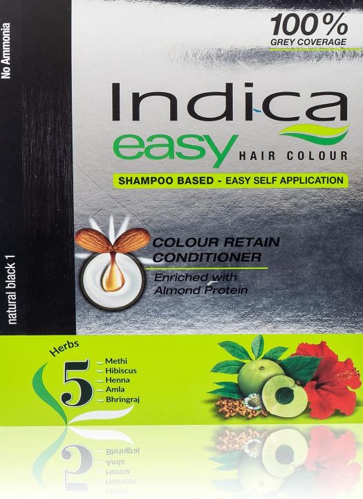 INDICA EASY COLOUR SHAMPOO BASED EASY SELF APPLICATION BLACK AND DARK ...