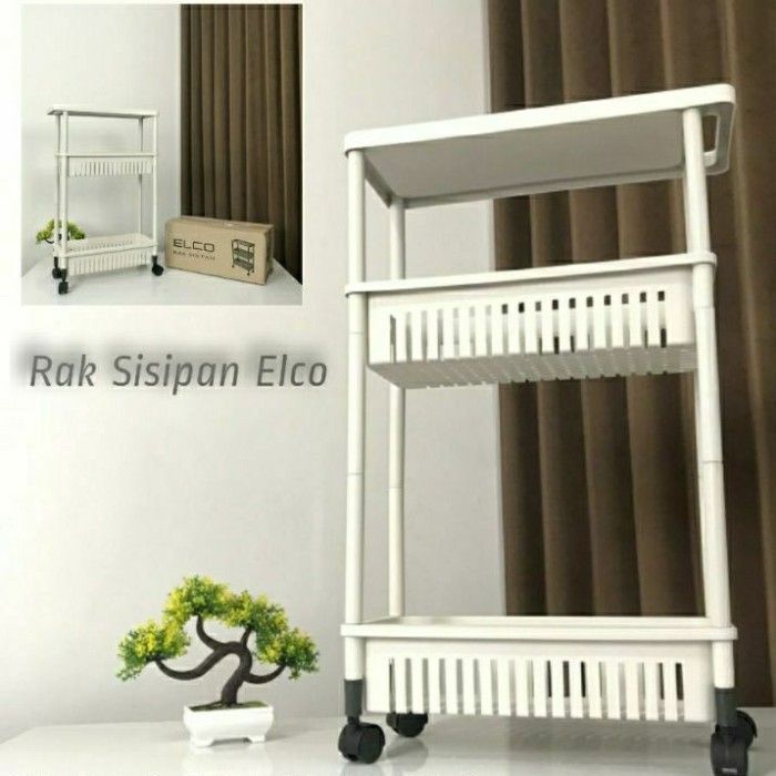 Rak 3 Susun Rak Lantai Beroda Rak Penyimpanan 3 Tingkat Serbaguna ...