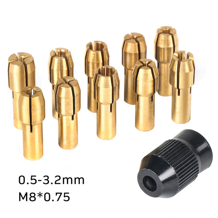 10-11pcs/batch Mini Drill Brass Collet Collet for Rotary Tools 0.5-3 ...