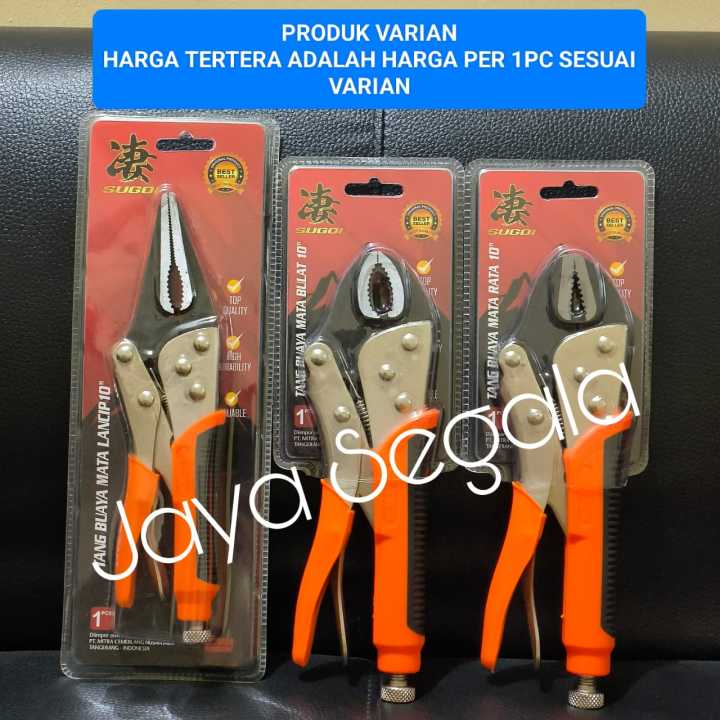 Tang jepit buaya 10 inch Lancip Bulat Rata Locking plier gagang karet ...
