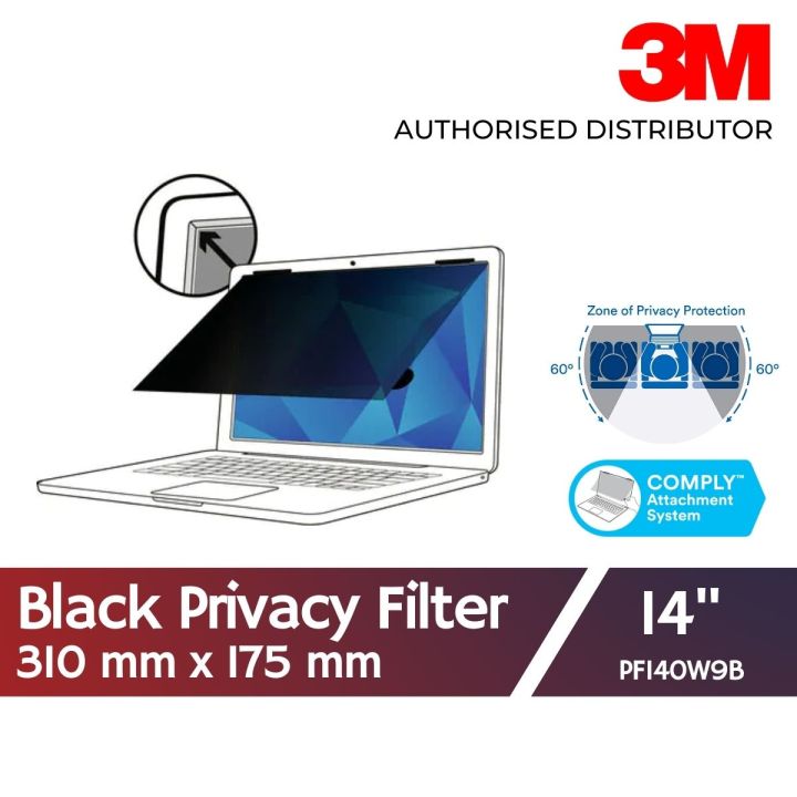 3M Privacy Filter for 14 Inch Widescreen Laptop with COMPLY Attachment ...