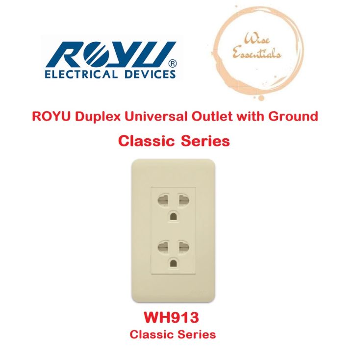 ROYU Clic Duplex Universal Outlet with Ground and Shutter Set WH913 ...
